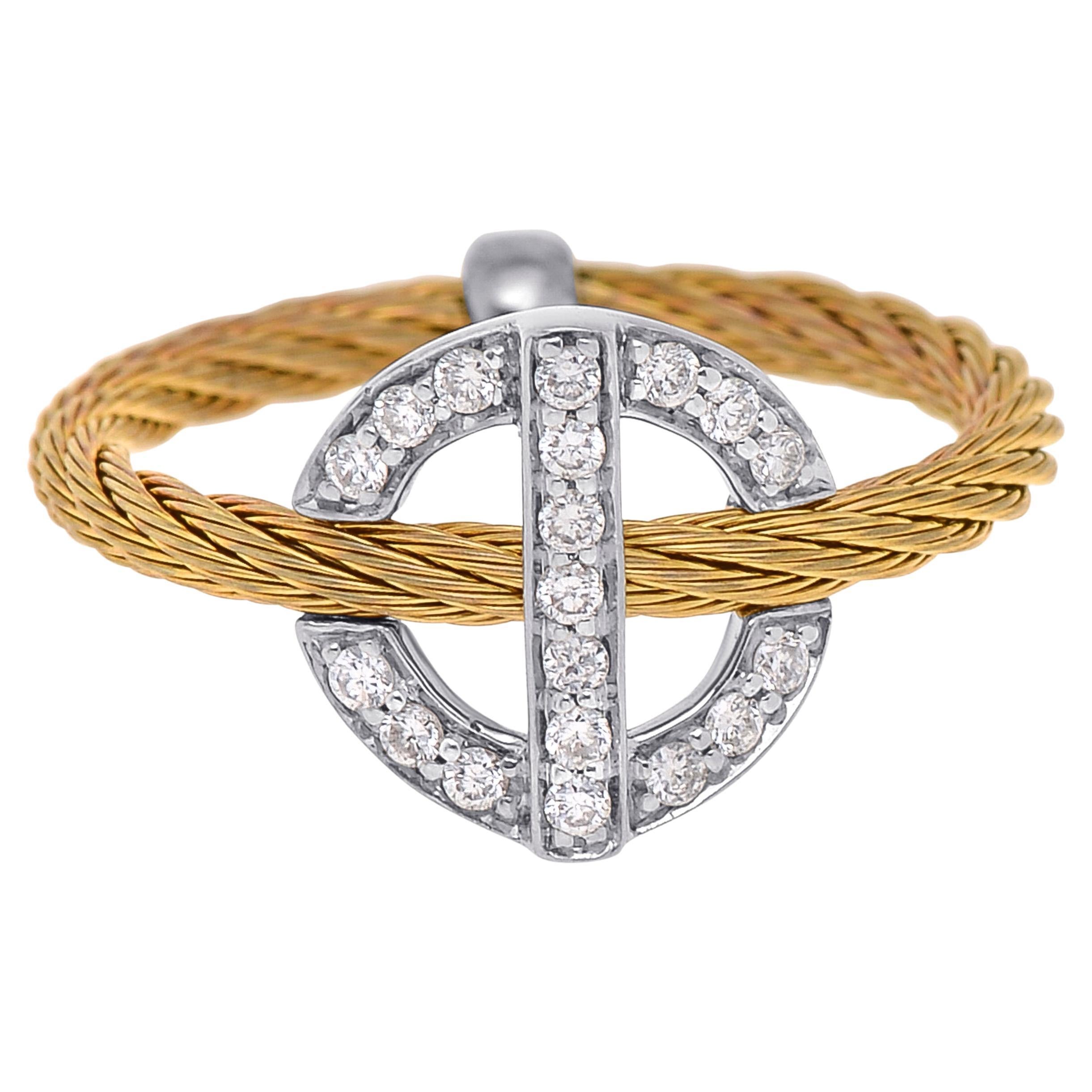 Alor Stainless Steel and 18k Gold Cable Band Ring For Sale at 1stDibs