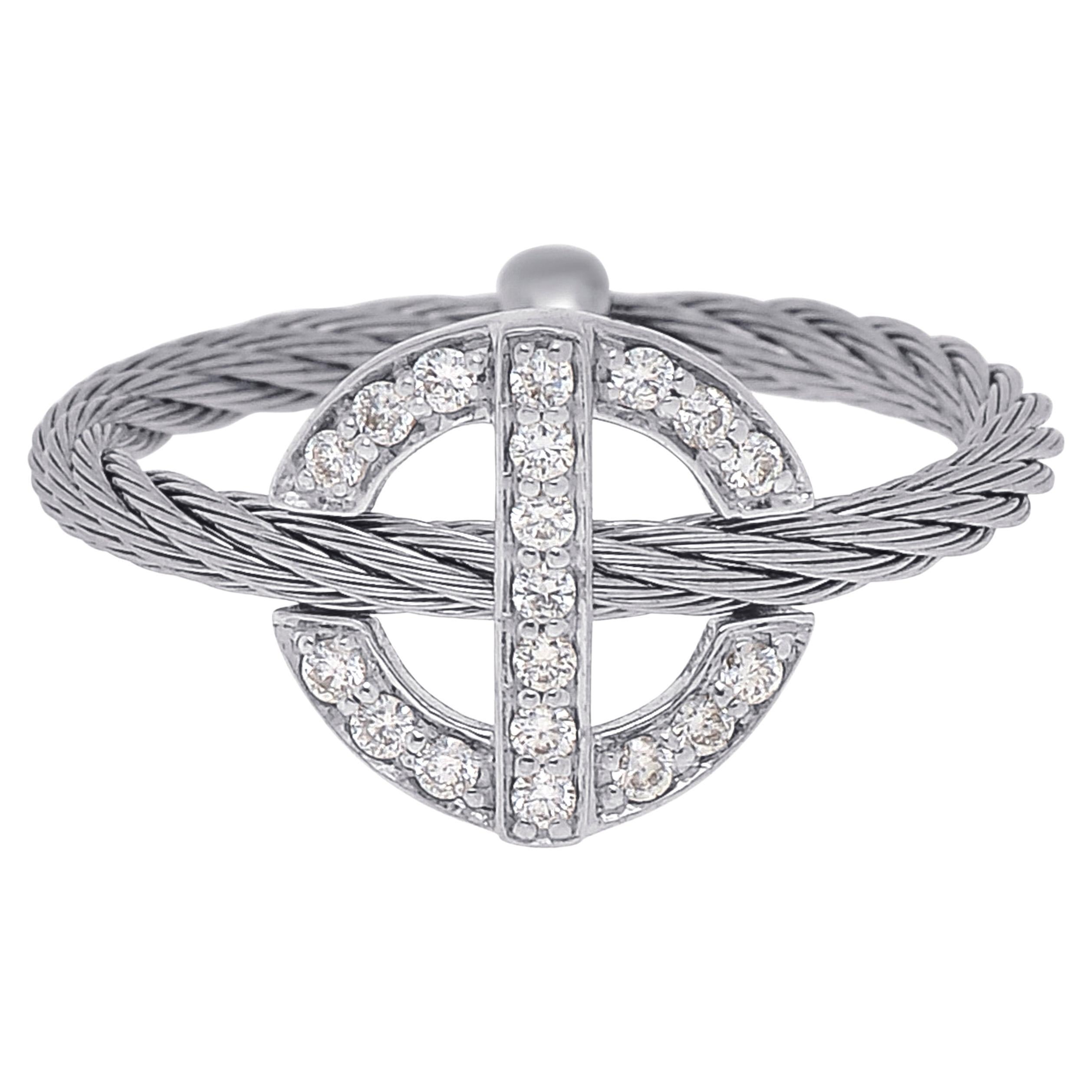 Alor Stainless Steel and 18k Gold Cable Band Ring For Sale at 1stDibs