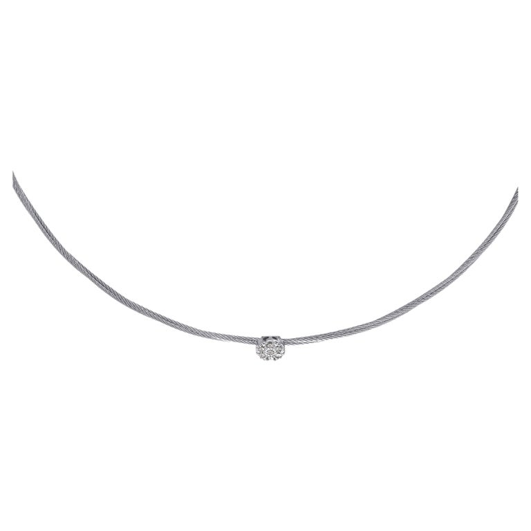 Alor Stainless Steel and 18k White Gold, Diamond Cable Choker Necklace ...