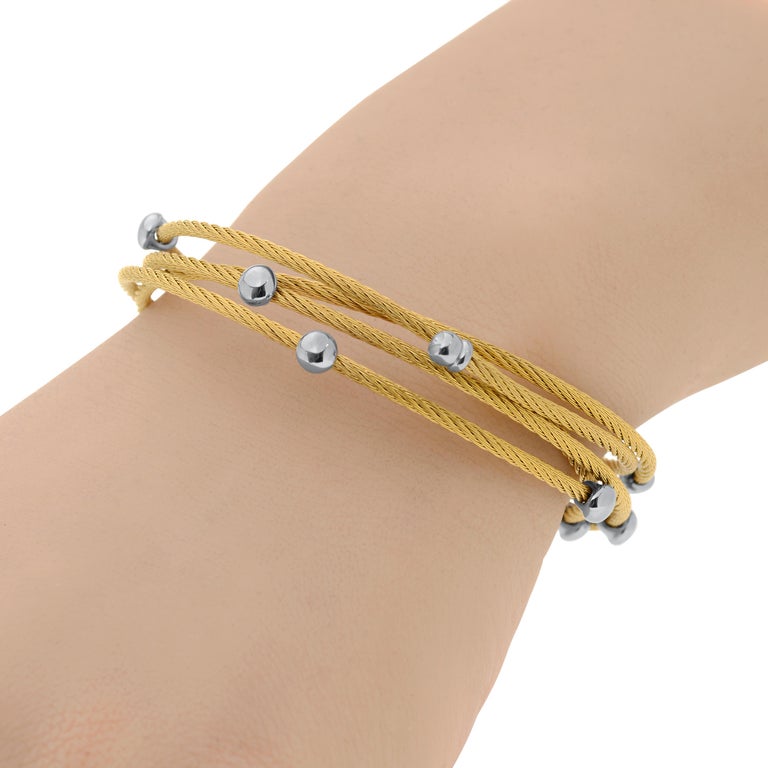 Alor Stainless Steel and 18k White Gold, Cleopatra Bracelet For Sale at ...