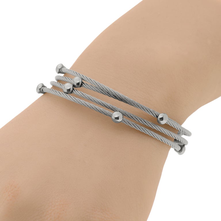 Alor Stainless Steel and 18k White Gold, Cleopatra Bracelet For Sale at ...