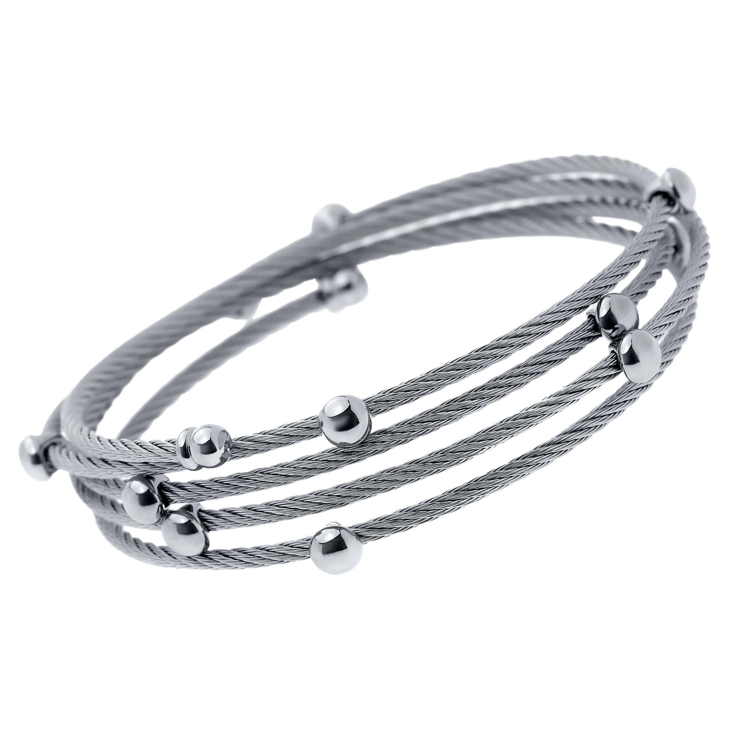 Alor Stainless Steel and 18k White Gold, Cleopatra Bracelet For Sale at ...