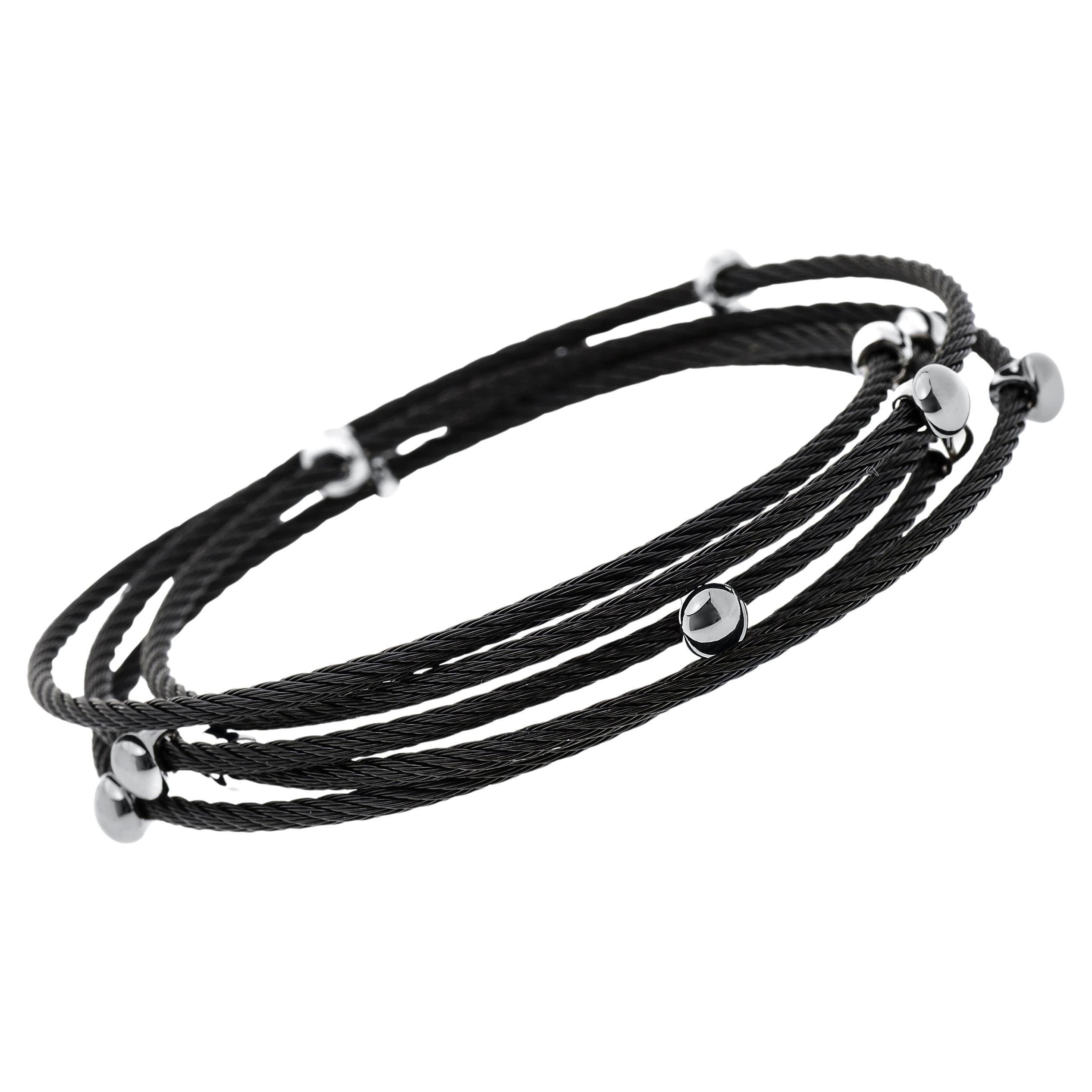 Alor Stainless Steel and 18k White Gold, Cleopatra Bracelet For Sale at ...