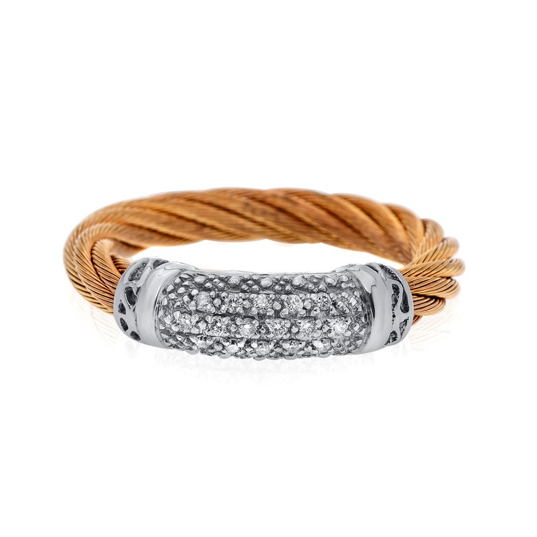 Alor Stainless Steel and 18k White Gold, Diamond Band Ring For Sale at ...