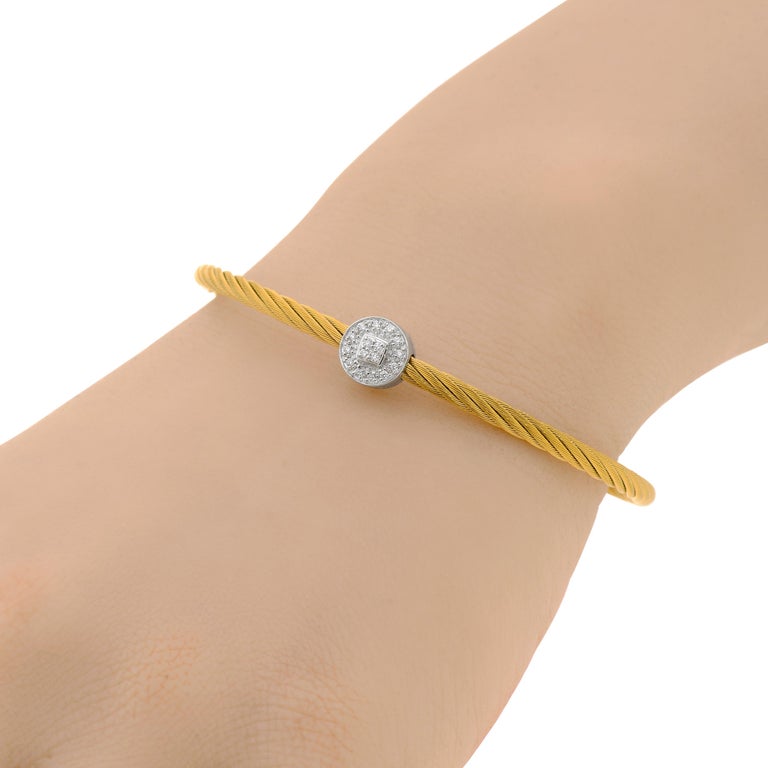 Alor Stainless Steel and 18k White Gold, Diamond Cable Bracelet For ...