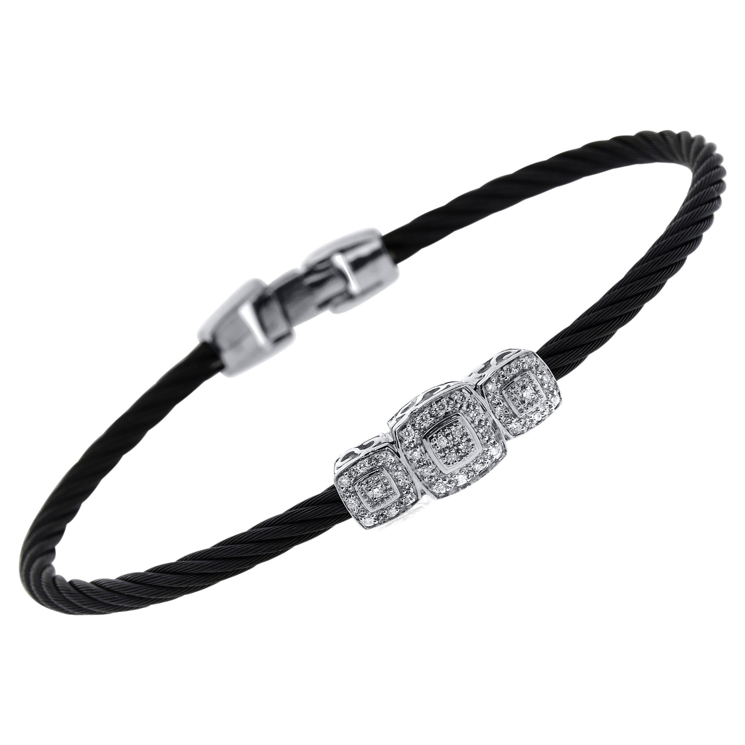 Alor Stainless Steel and 18k White Gold, Diamond Cable Bracelet For ...