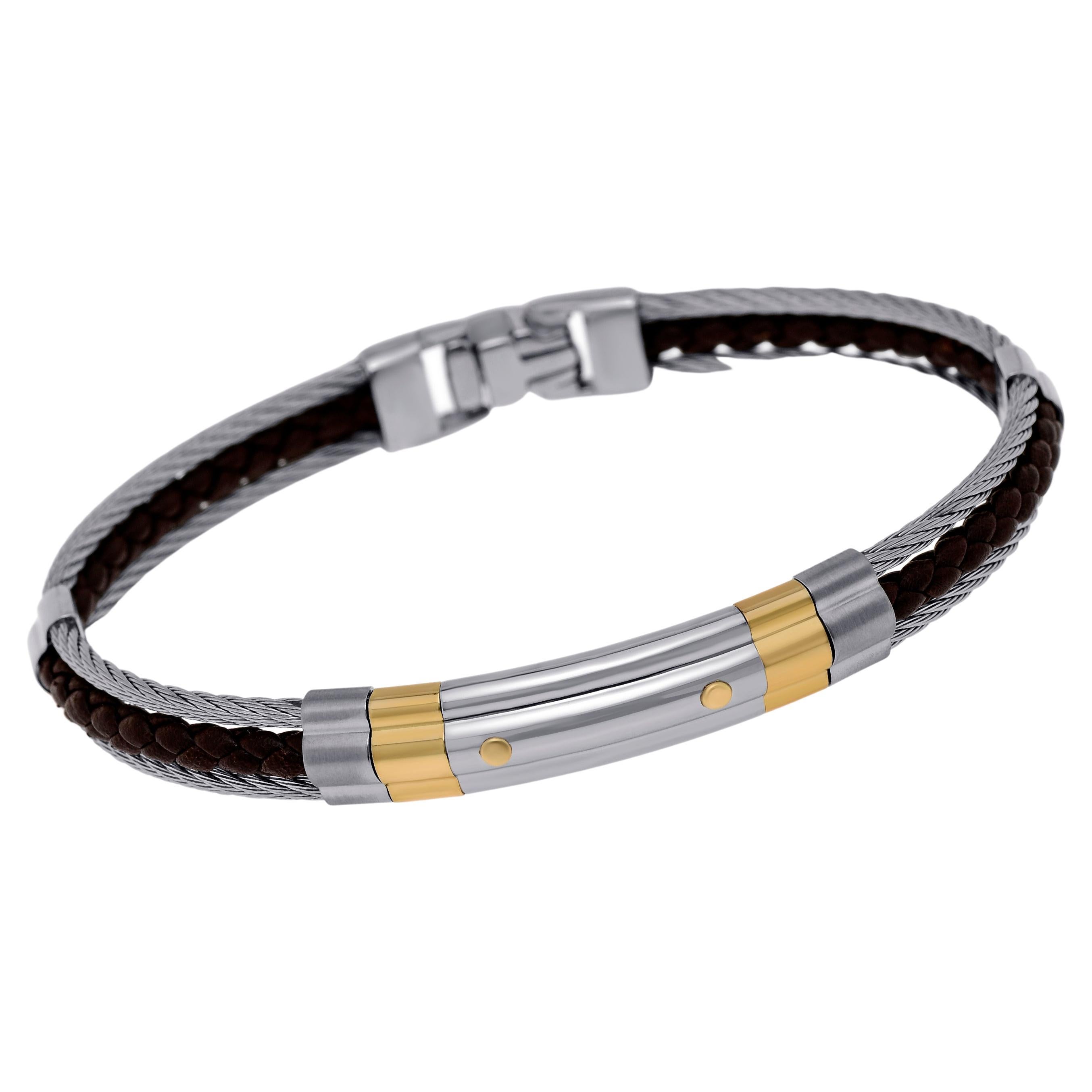 Alor Stainless Steel and 18k Yellow Gold Bangle Bracelet For Sale at ...