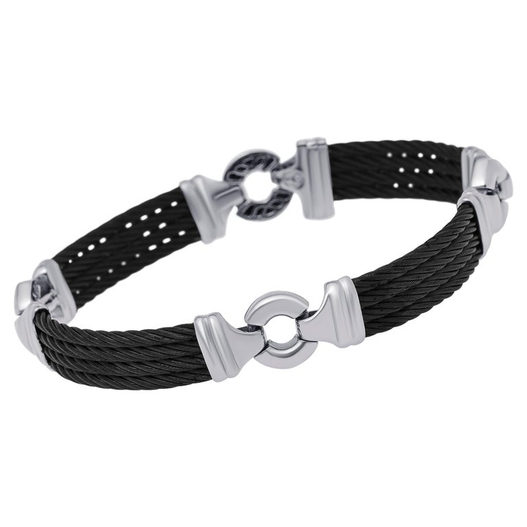 Alor Stainless Steel and 18k Yellow Gold Cable Bracelet For Sale at 1stDibs