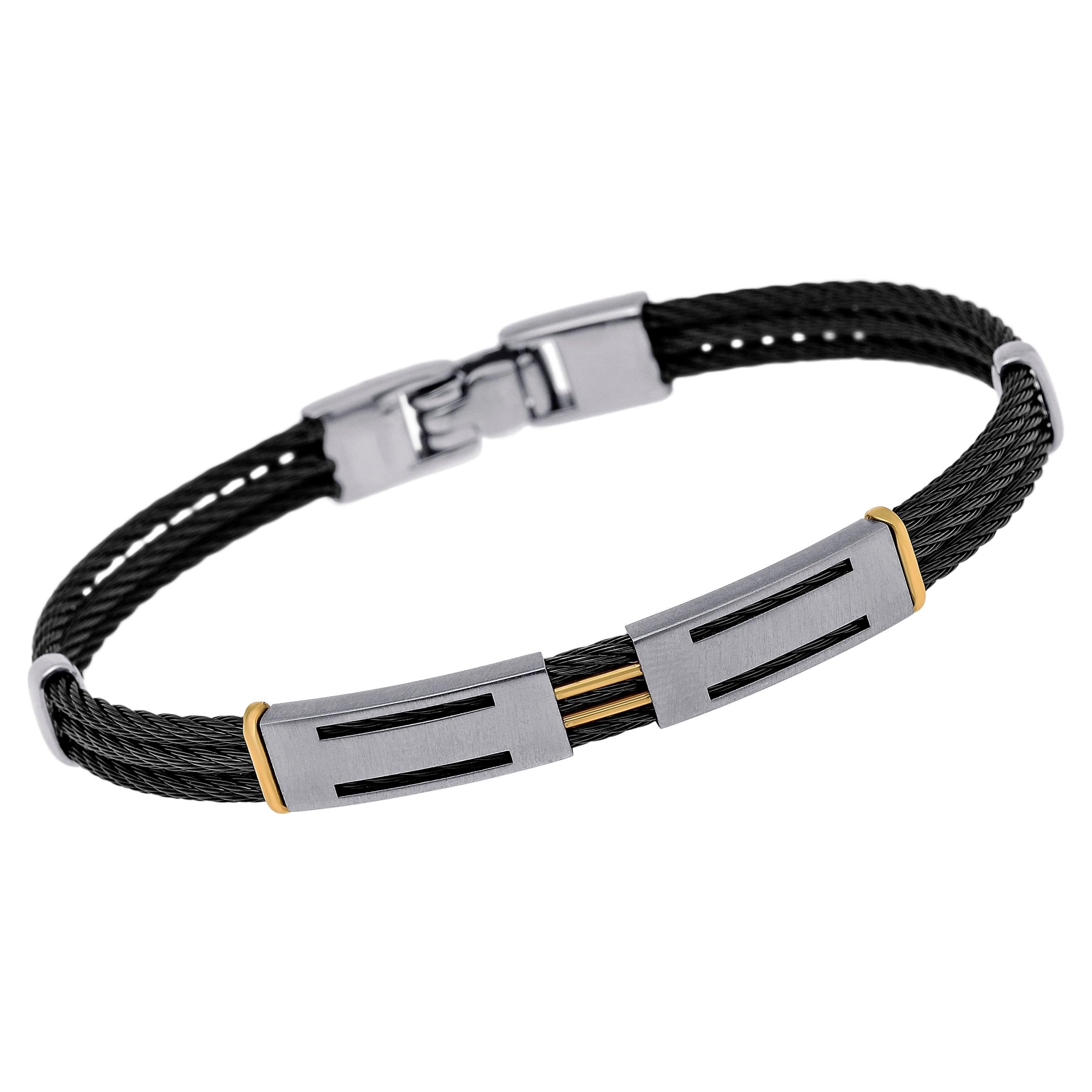 Alor Stainless Steel and 18k Yellow Gold, Diamond Cable Bracelet For ...