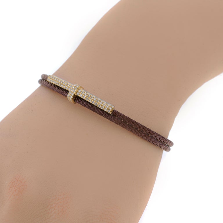 Alor Stainless Steel and 18k Yellow Gold, Diamond Cable Bracelet For ...