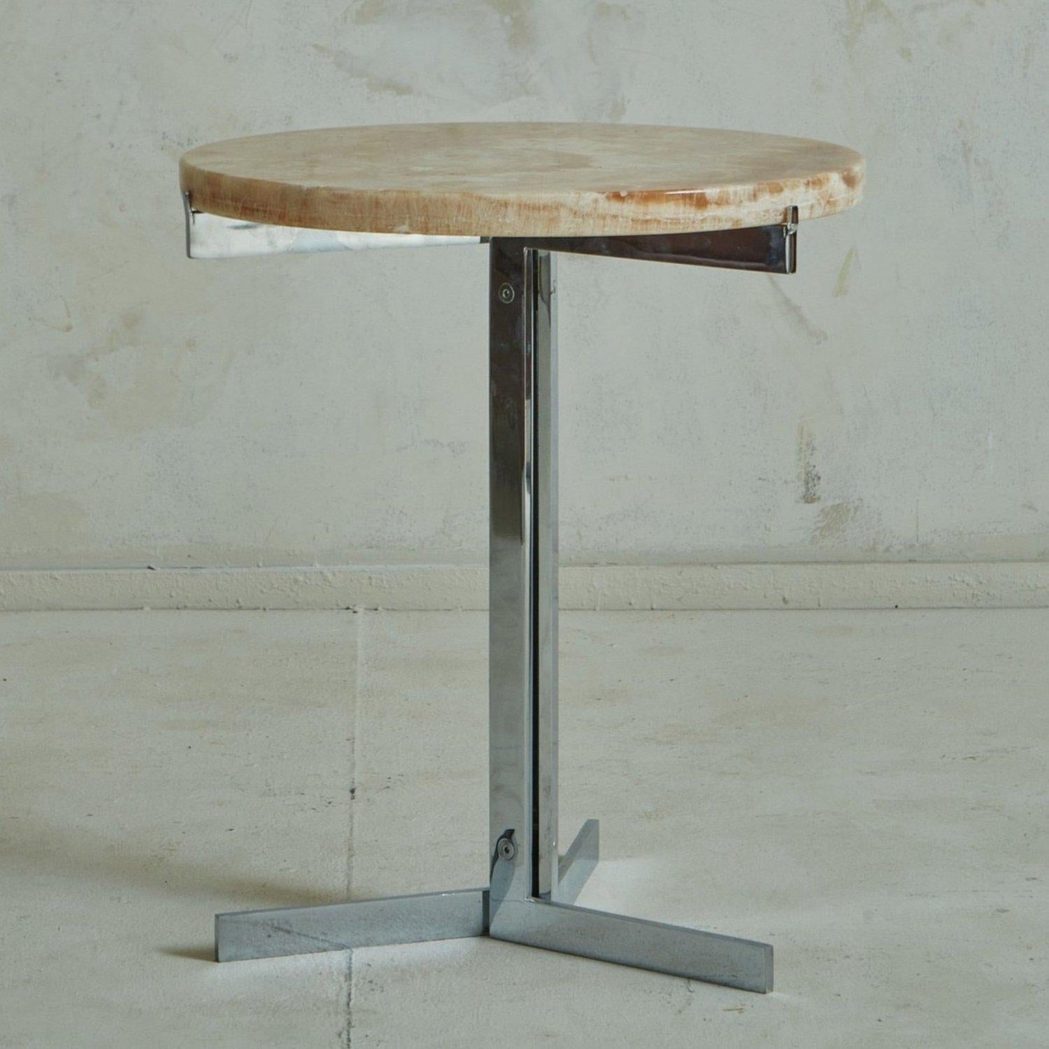 ‘Alpha’ Side Table with Onyx Top by Hans Eichenberger for Stendig, Switzerland For Sale at 1stDibs