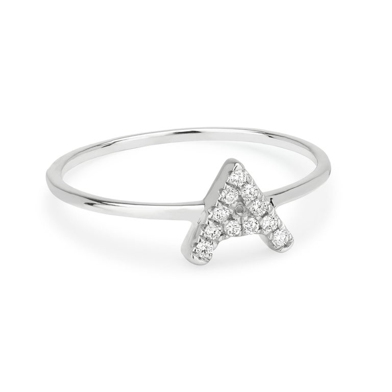Luxle Alphabet A Diamond Ring in 18K White Gold For Sale at 1stDibs