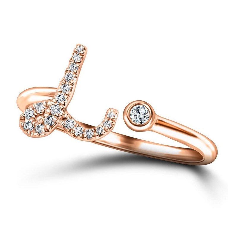 Customizable Alphabet Initial-L-Letter Personal Diamond 0.10 Carat 9Kt ...