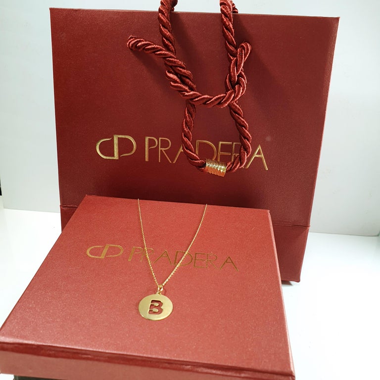 Alphabet Token B Necklace 18 Karat Gold, Options White, Yellow and Rose ...