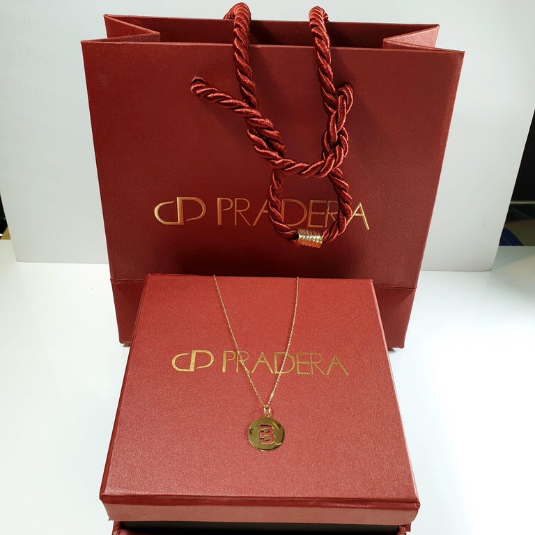 Alphabet Token B Necklace 18 Karat Gold, Options White, Yellow and Rose ...