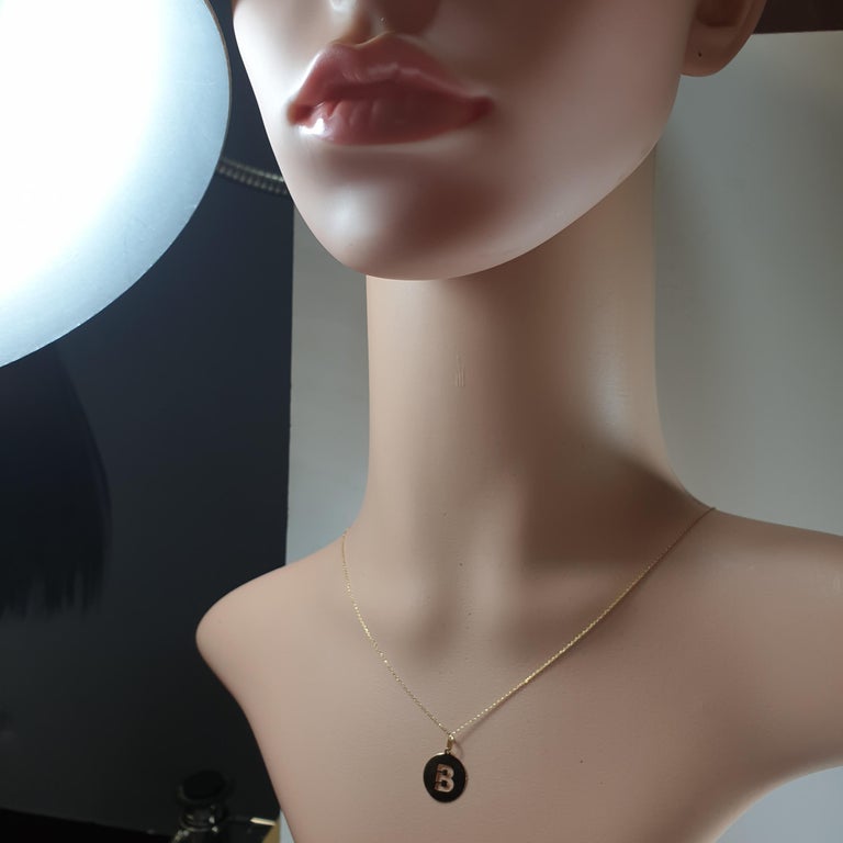 Alphabet Token B Necklace 18 Karat Gold, Options White, Yellow and Rose ...