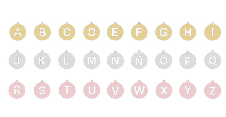 Alphabet Token B Necklace 18 Karat Gold, Options White, Yellow and Rose ...