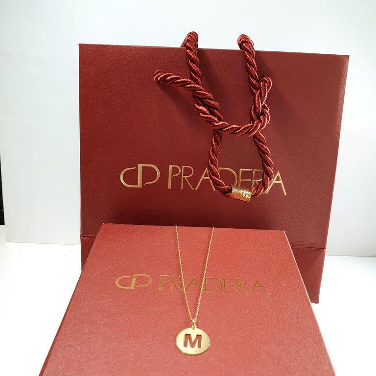 Alphabet Token M Necklace 18 Karat Gold, Options White, Yellow and Rose ...