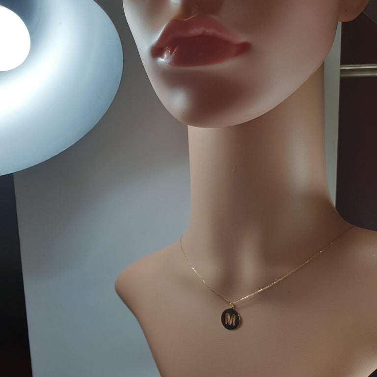 Alphabet Token M Necklace 18 Karat Gold, Options White, Yellow and Rose ...