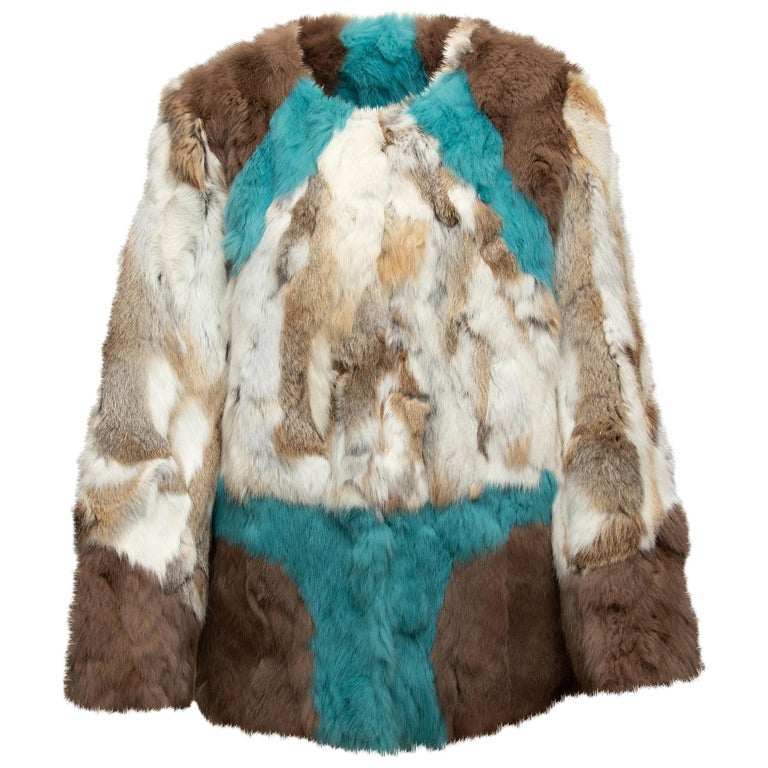 Alphamoment Brown and Multicolor Rabbit Fur Jacket For Sale at 1stDibs ...