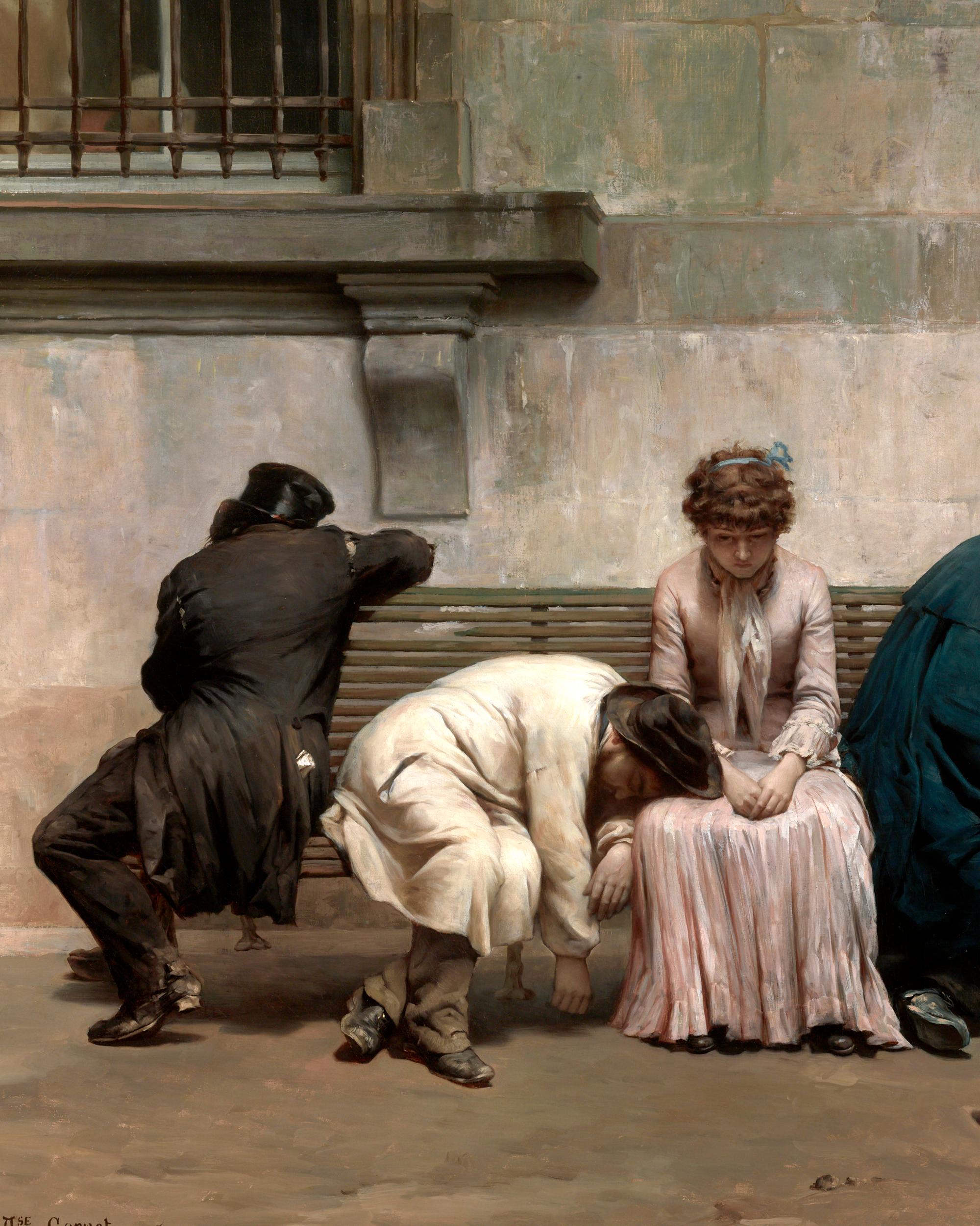 Alphonse Cornet - Le banc de la dèche au jardin du Louvre at 1stDibs ...