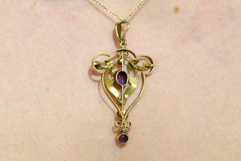 Alphonse Mucha Era Art Nouveau Amethyst and Seed Pearl Necklace at 1stDibs