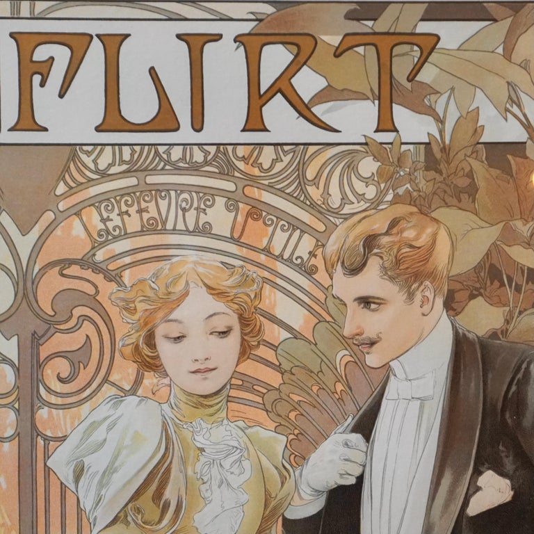Alphonse Mucha Flirt Biscuits Lefevre Utile Poster For Sale at 1stDibs