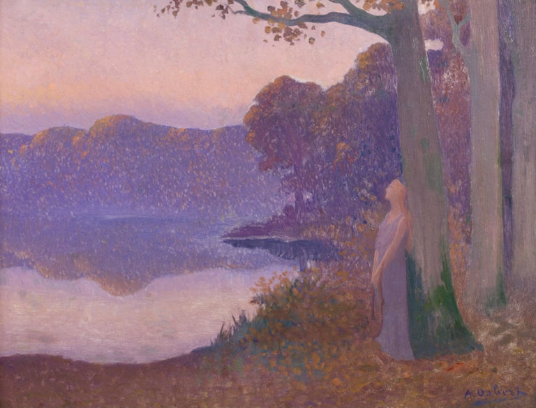 Alphonse Osbert - La Muse Du Lac - Figure symboliste dans un paysage ...