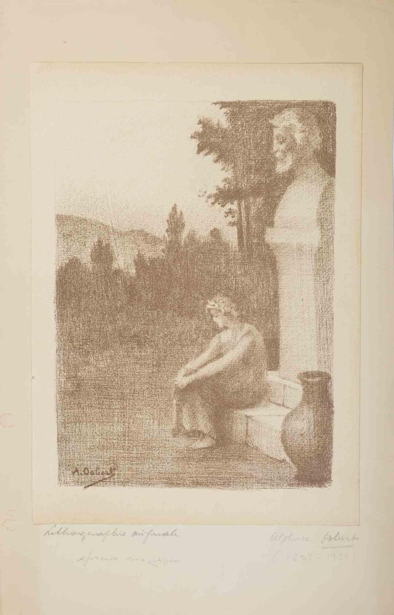 Alphonse Osbert - The Wait - Original Lithograph by Alphonse Osbert ...