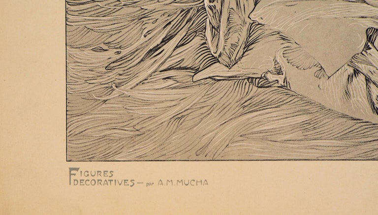 Alphonse Mucha - Reclining Models in a Landscape - Lithograph 1902 at ...