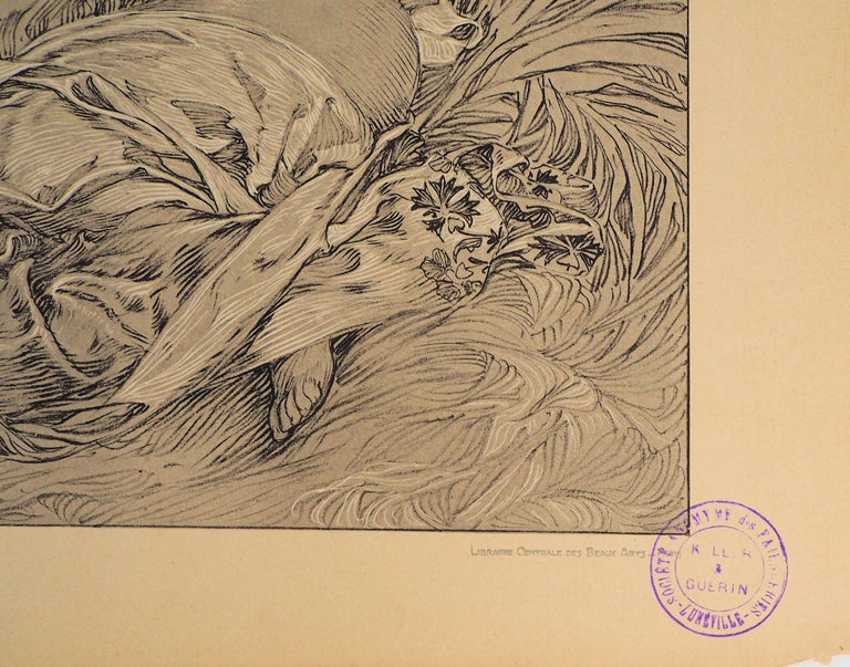 Alphonse Mucha - Reclining Models in a Landscape - Lithograph 1902 at ...