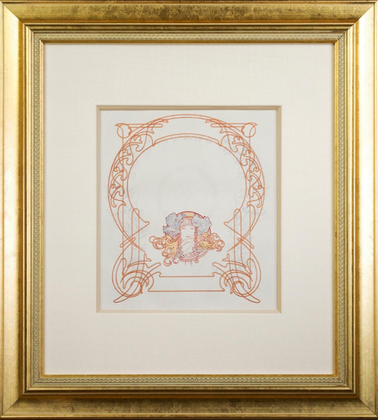 Alphonse Mucha - "Title Page" and "Art Nouveau Motif," Double-sided ...