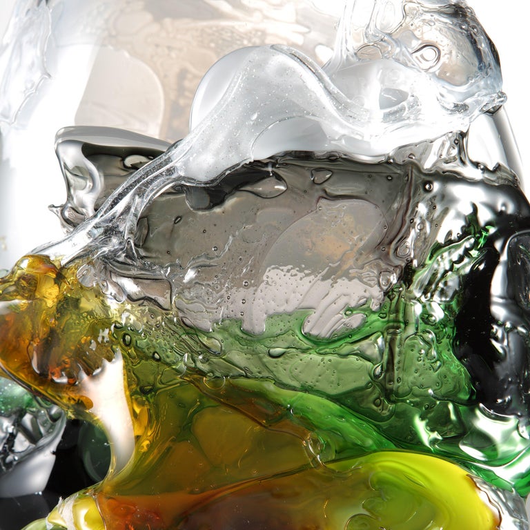 Alpine, A White, Black, Grey, Yellow and Green Glass Vase by Bethany ...