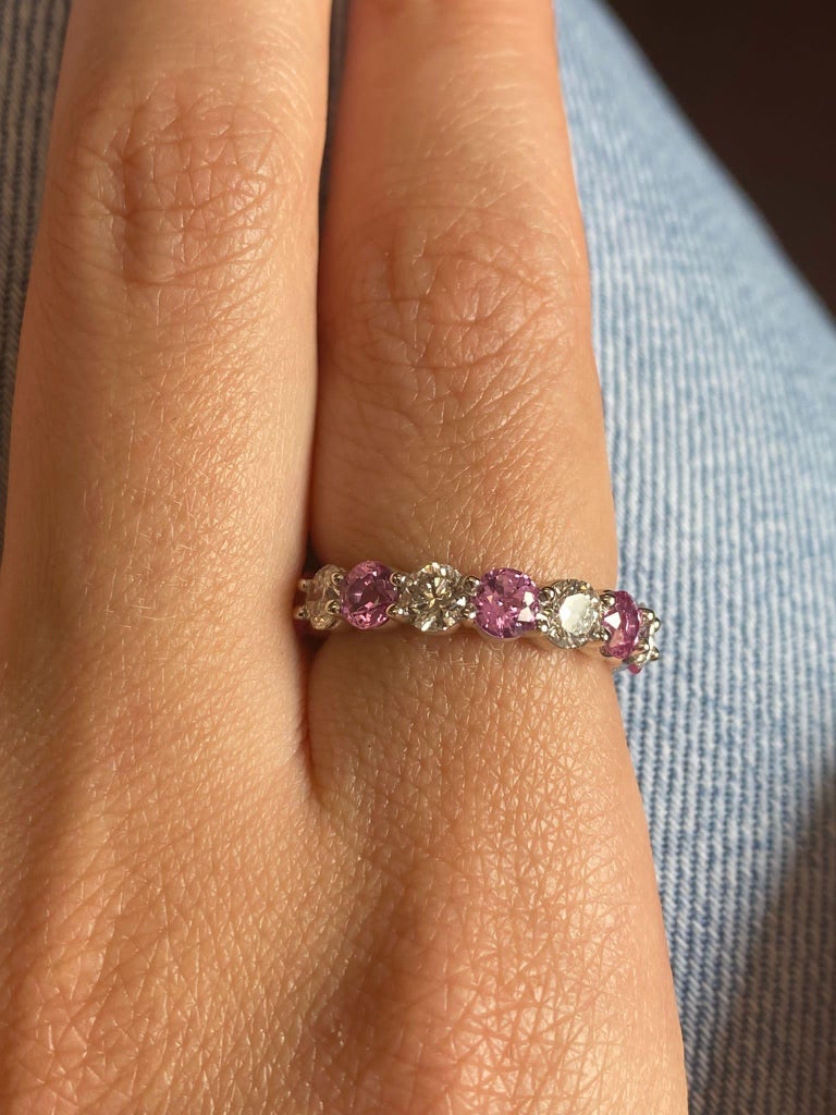 Alternating Pink Sapphire and Diamond Eternity Band Ring For Sale at ...