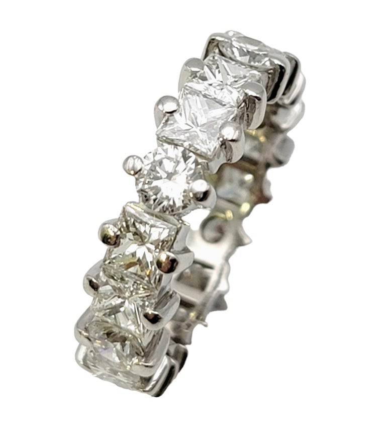 Alternating Princess and Round Cut Diamond Eternity Band Ring in ...