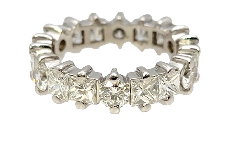 Alternating Princess and Round Cut Diamond Eternity Band Ring in ...