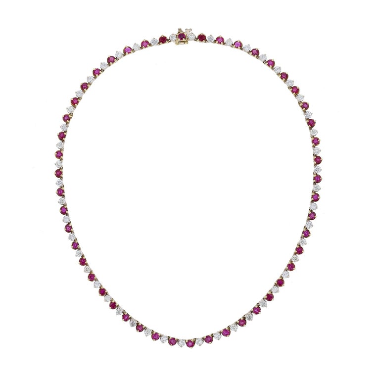 Alternating Ruby and Diamond Collar Necklace, 15.67ct For Sale at 1stDibs