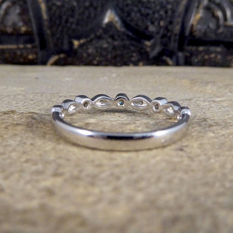 Alternating Shape Diamond Rub Over Collar Set White Gold Half Eternity ...