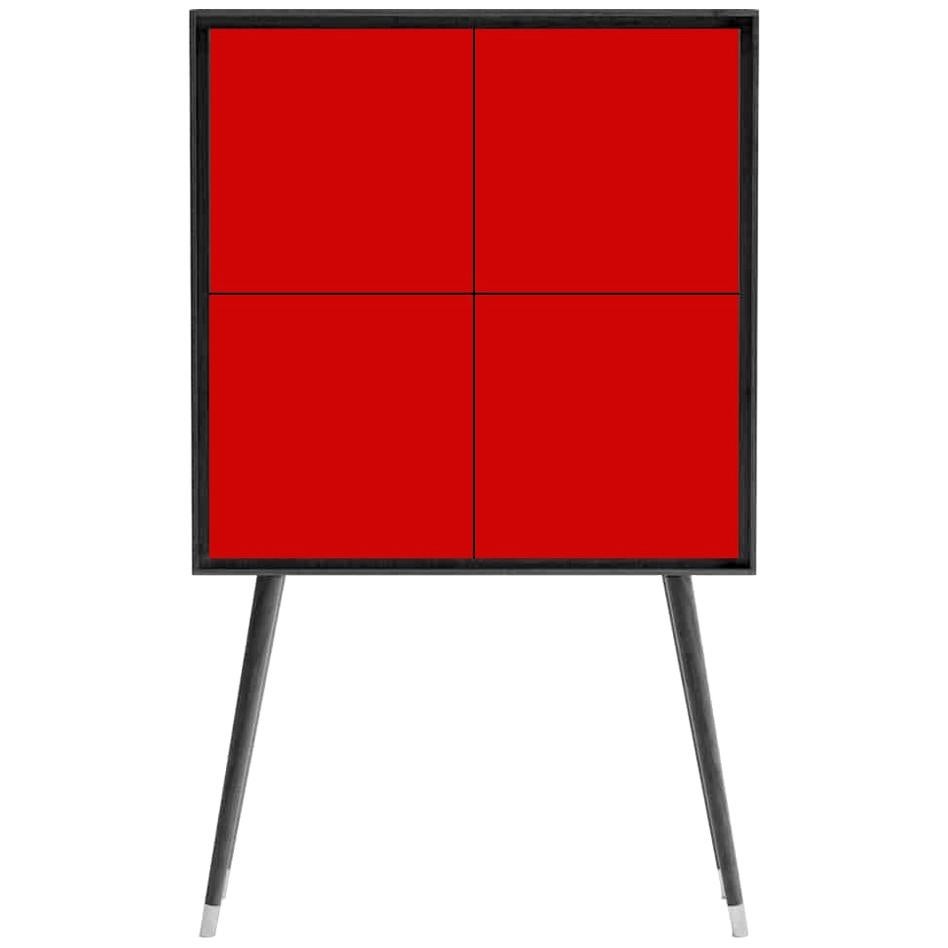 Eucalyptus Veneer Bar / Cabinet with Red Lacquer Doors For Sale at ...