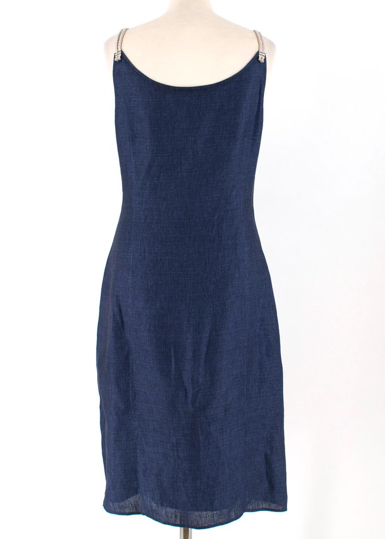 Altuzarra linen navy isar dress - Size US 4 For Sale at 1stDibs