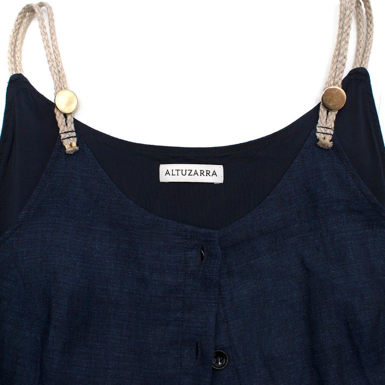Altuzarra linen navy isar dress - Size US 4 For Sale at 1stDibs