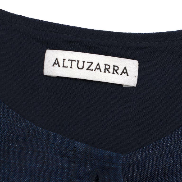 Altuzarra linen navy isar dress - Size US 4 For Sale at 1stDibs