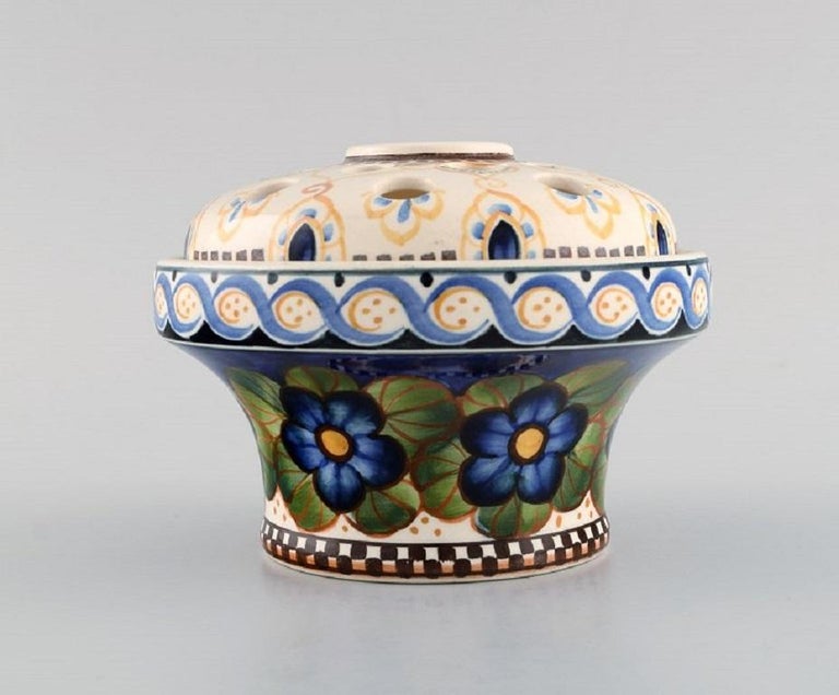 Aluminia Faience Vase with Hand-Painted Flowers, Approx. 1910 For Sale ...