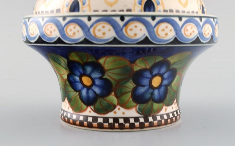 Aluminia Faience Vase with Hand-Painted Flowers, Approx. 1910 For Sale ...