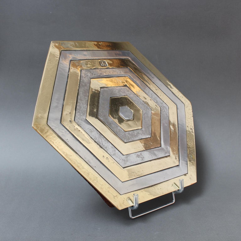 Aluminium and Brass Hexagonal Decorative Tray by David Marshall 'circa ...