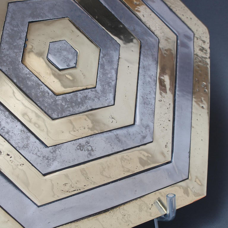Aluminium and Brass Hexagonal Decorative Tray by David Marshall 'circa ...