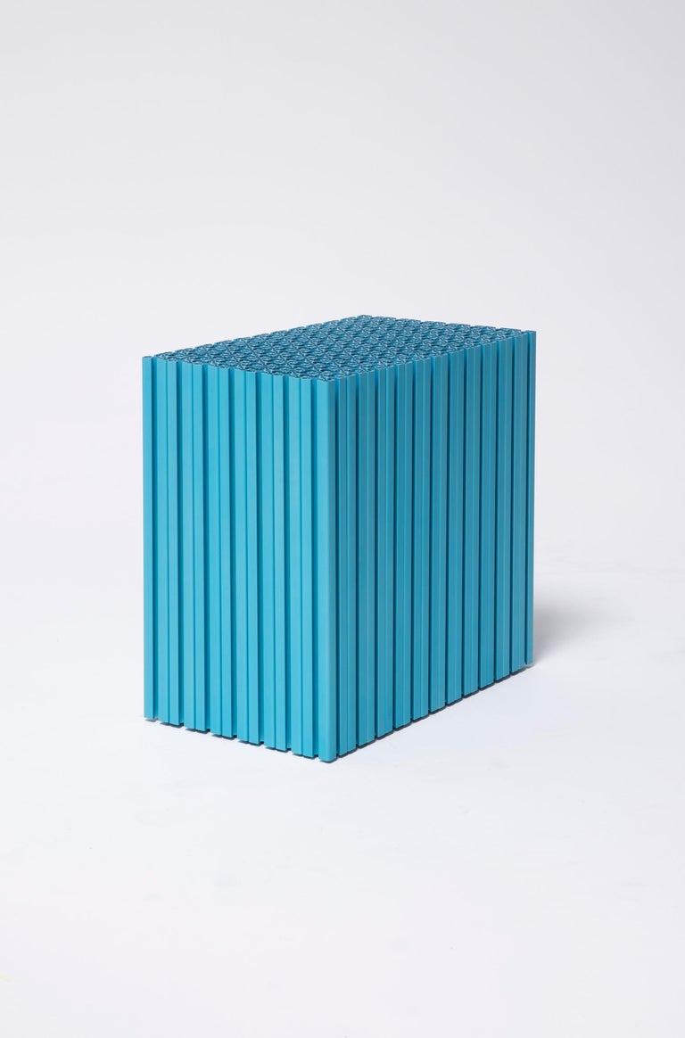 Aluminium Block by Antoni Pallejà, Cyan Anodized Aluminium Block / Side ...