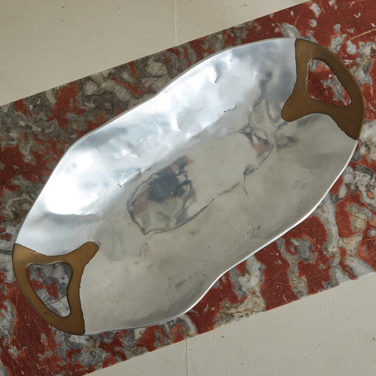 Aluminum + Brass Oval Tray by David Marshall, Spain 1980s For Sale at ...