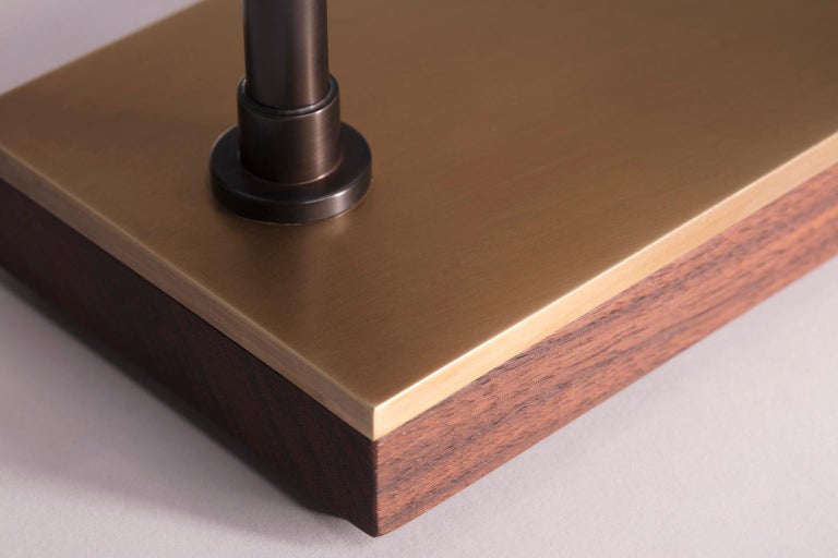 Aluminum Industrial Task Table Lamp with Bronze Hardware and Walnut ...