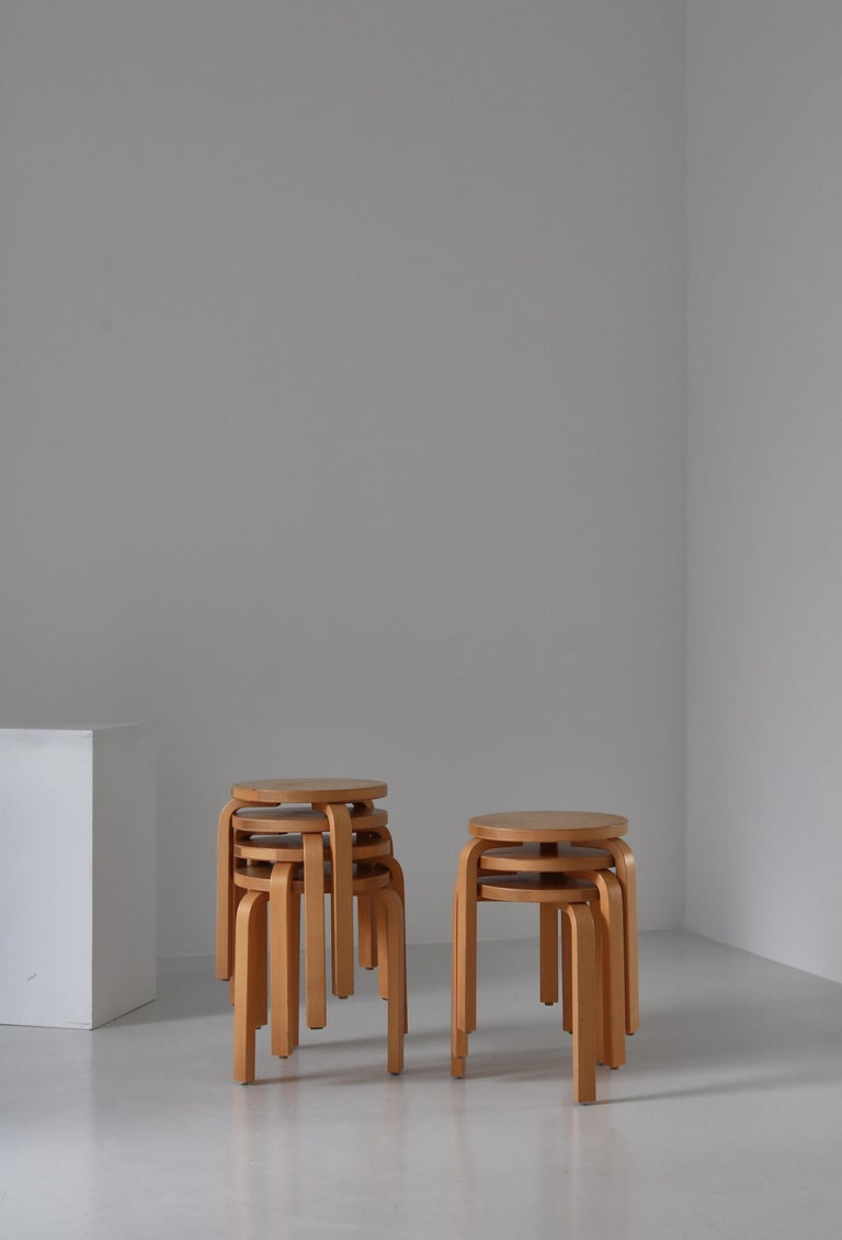 Alvar Aalto 7 Vintage L-Leg Stools Model 60 in Birch, 1970s Artek ...